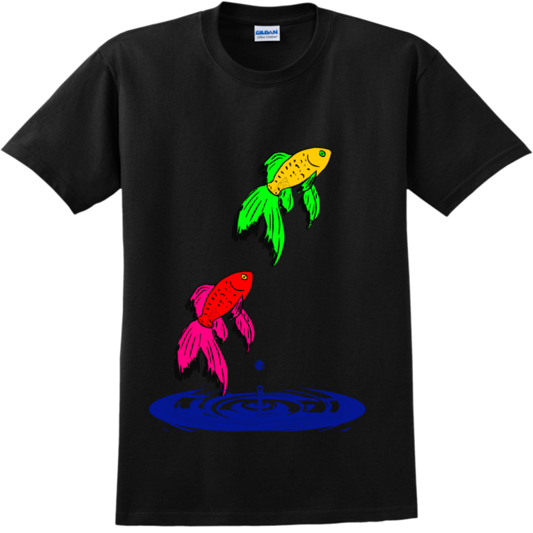 flying fish Adult 100% Cotton T-Shirts Gildan 2000