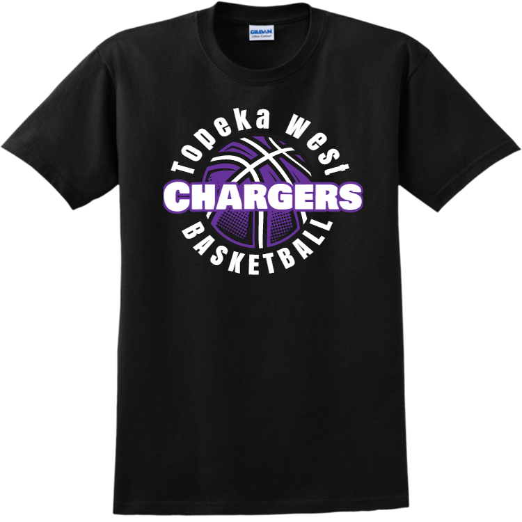 Chargers BASKETBALL Topeka West Adult 100% Cotton T-Shirts Gildan 2000