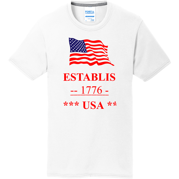 ESTABLISHED 1776 USA Unisex 50/50 Cotton/Polyester T-Shirts Port And ...